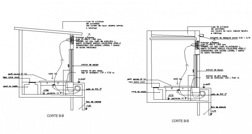 Two sided constructive sectional details of single story building dwg file Two sided constructive sectional details of single story building dwg file