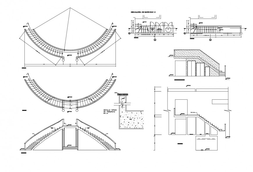 Two sided staircases section and constructive structure details of ... Two sided staircases section and constructive structure details of ...