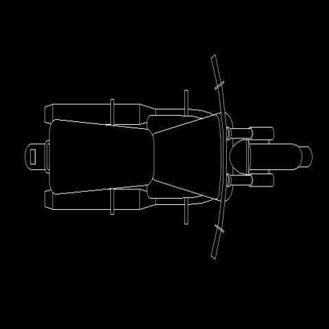 2D Bullet Bike Top View AutoCAD Drawing