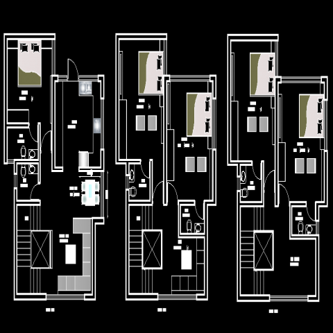 36’x24’ villa plan is given in this AutoCAD drawing model.