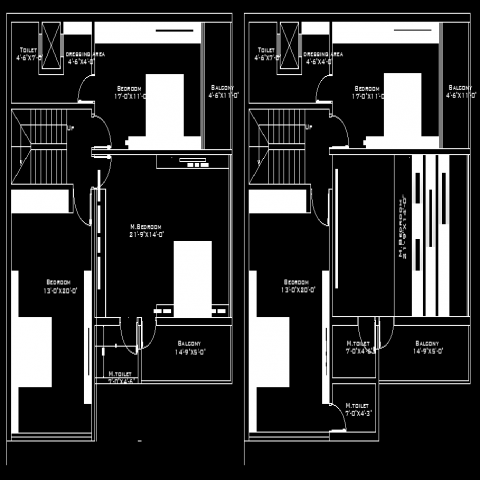 36’x37’ ground floor guest house plan is given in this AutoCAD drawing ...