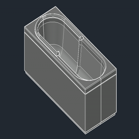 3D Bath Tub CAD Block AutoCAD Drawing