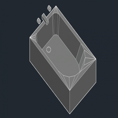 3D Bath Tub with Tap Details AutoCAD Drawing