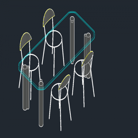 3D Cafe Table and Chair DWG Model