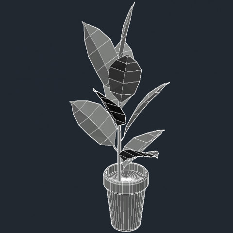 3D Pot with Plant given in the DWG Model