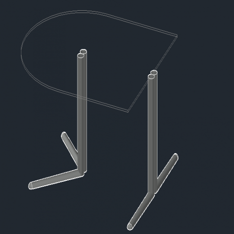 3D Semi Circle Table DWG File AutoCAD Drawing