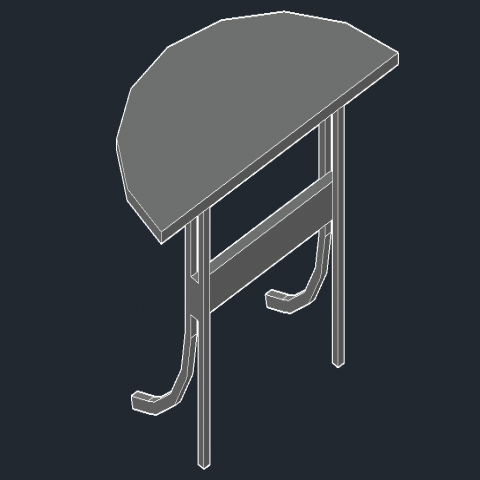 3D Semi Circle Table DWG Model AutoCAD Drawing