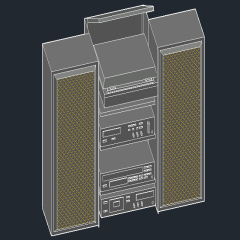 3D Speaker System with DVD DWG File AutoCAD Drawing