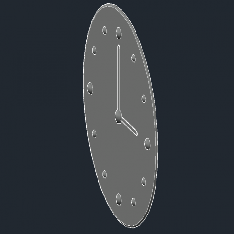 3D Wall Clock AutoCAD Drawing
