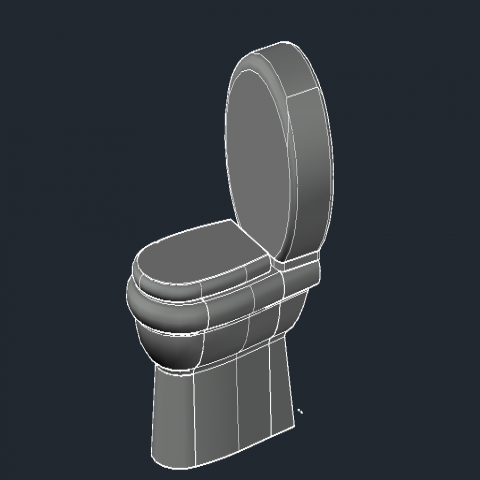 3D Water Closet with Back Support CAD Block
