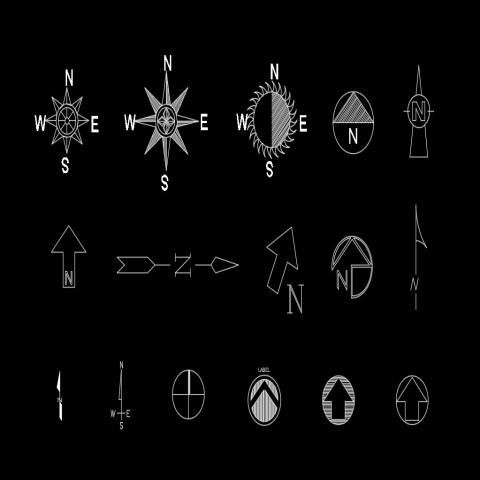 Architecture Direction Symbol Free CAD Blocks Download