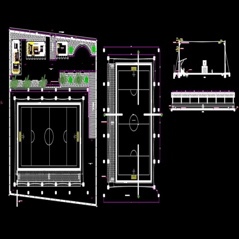 Basketball Playground Plan And Section Drawing Free Download DWG File