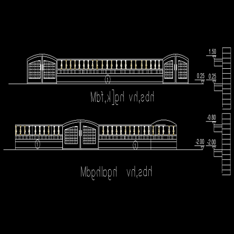 Front gate view is given in this AutoCAD drawing model Download now