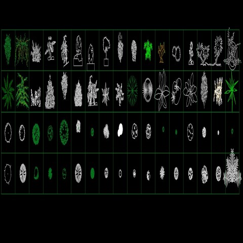 Garden Plant AutoCAD Blocks Drawing Free Download DWG File