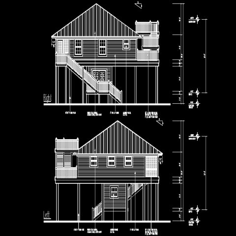 House Elevation Plan DWG File AutoCAD drawing