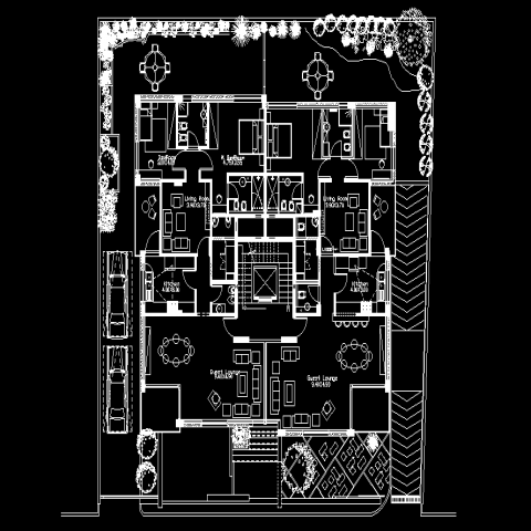 House Floor Plan with Furnished Plan AutoCAD Drawing DWG File