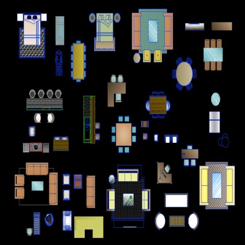 Interior Furniture CAD Blocks Drawing Free Download DWG File