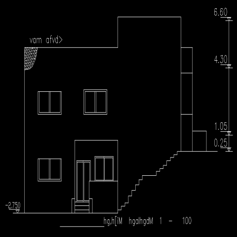 Office Building Rear Elevation CAD Drawing DWG File