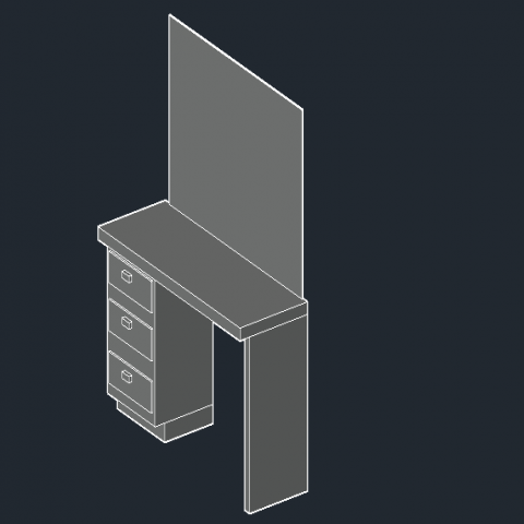 Study Table 3D DWG File