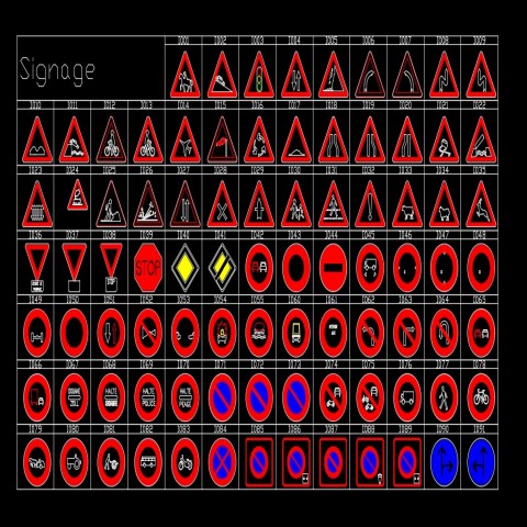Traffic Symbol AutoCAD Blocks Drawing Free Download DWG File