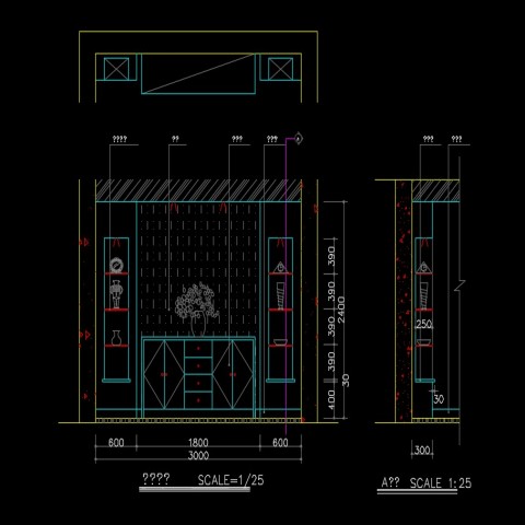 Wall Mounted Showcase Drawing Free Download CAD File