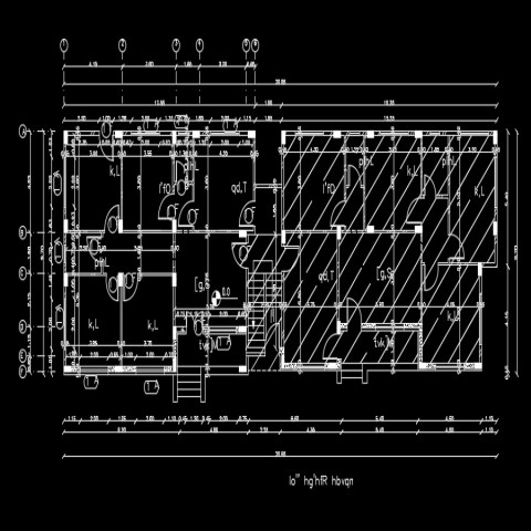 A floor plan with grid layout detail
