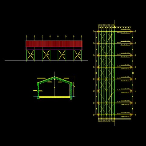 A Metallic structure plan and section autoad file