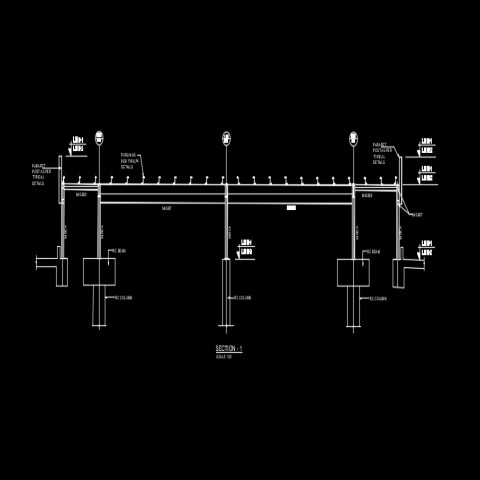 A section of parapet wall detail drawing