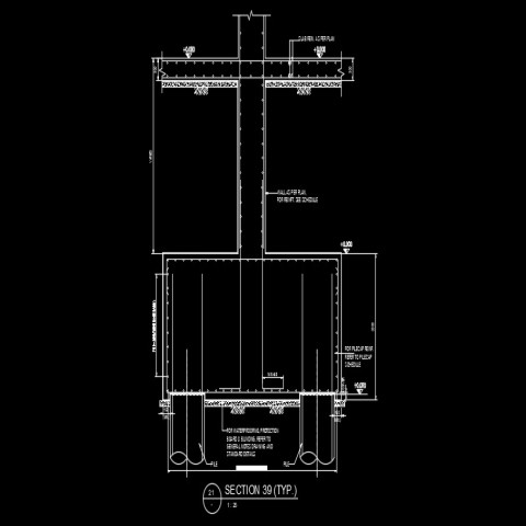 A section of RCC foundation detail drawing