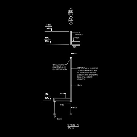 A steel structural building section detail drawing