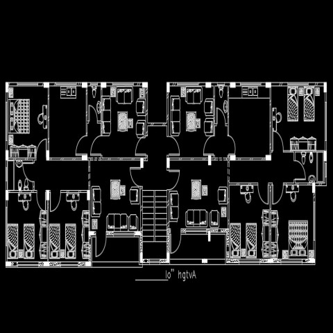 A typical floor plan for apartment building with furniture layout detail