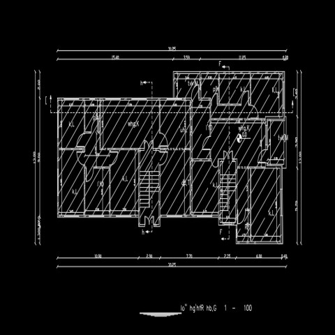 Architecture House Floor Plan with Measurement Details AutoCAD Drawing ...