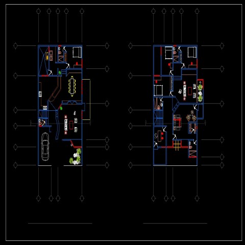 AutoCAD House Centre Line Plan Drawing Download Free DWG File