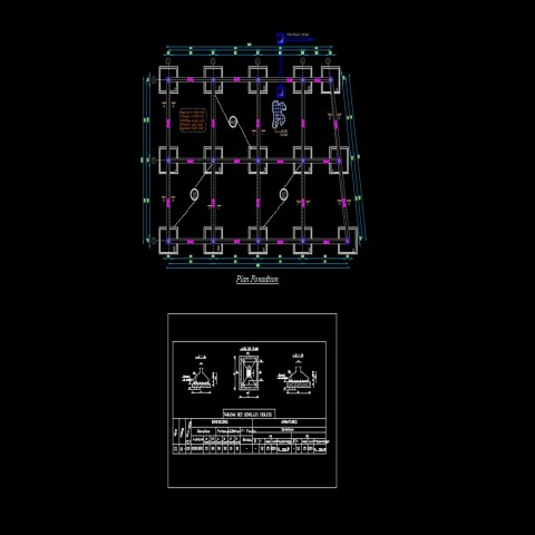 Beam and column section plan dwg file