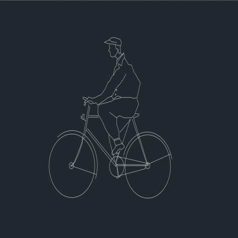 Creative cycle block design with men dwg file