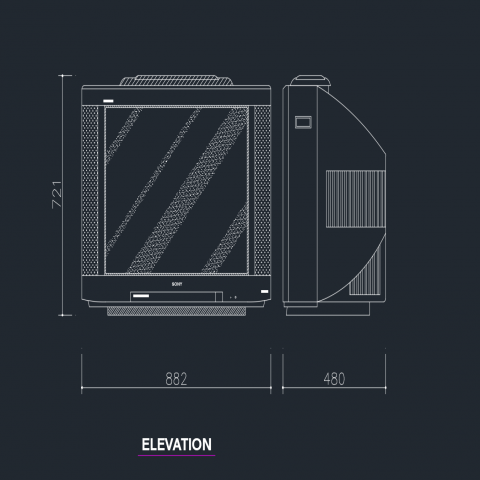 Creative old television cad block design dwg file