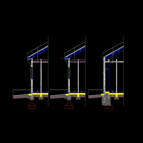 Detail hole brick wall section plan autocad file
