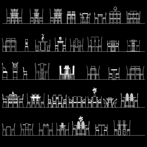 Dining Table Side Elevation Furniture CAD Blocks DWG File