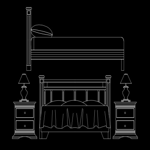 Double Bed Plan Plan And Elevation Design Free DWG File