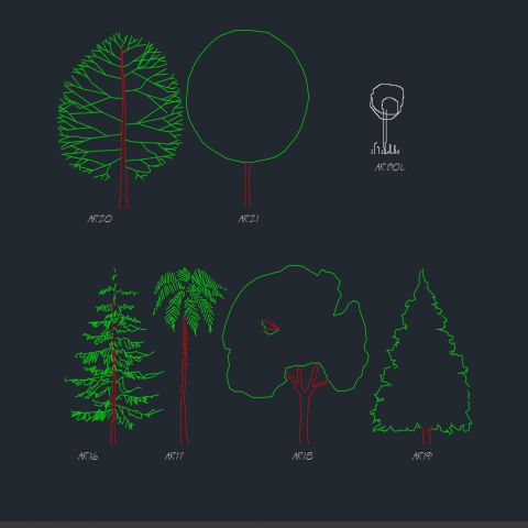 Dynamic tree plants cad block design dwg file