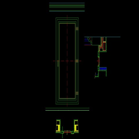 Elevation and section glass door elevation and section dwg file,