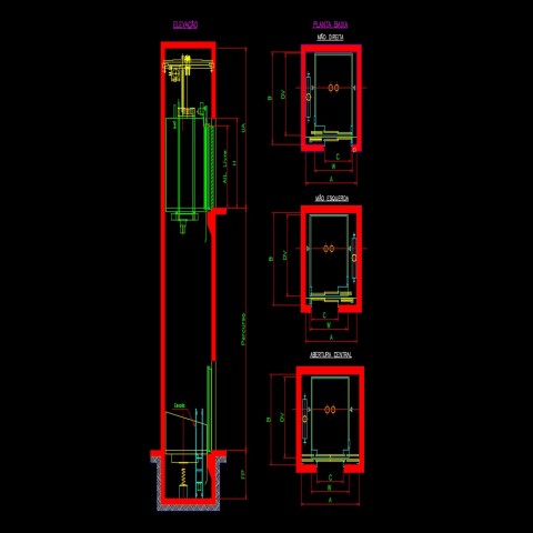 Elevators plan and section layout file