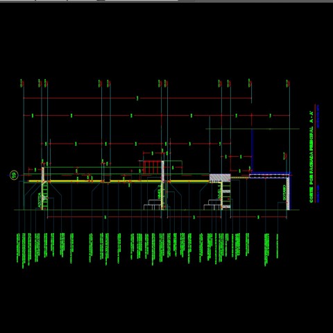 Facade section glassed panels detail dwg file