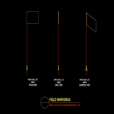 Field marking with marker view of isometric front and right view for ...