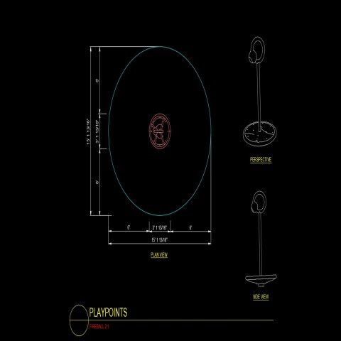 Fire ball play point plan and perspective view dwg file