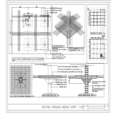 Flat slab detail 3 D plan layout file