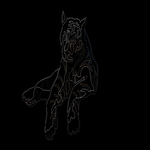 Lying tiger front view cad block design dwg file