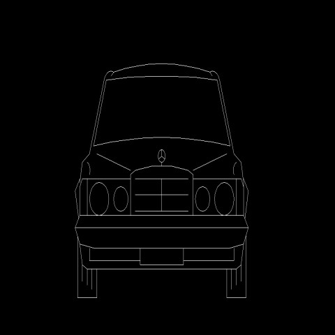 Mercedes Benz front view cad block design dwg file