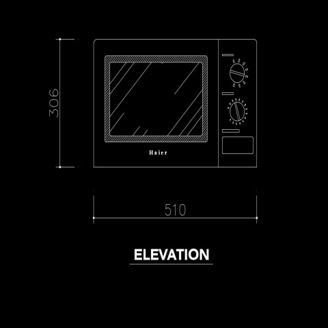 Microwave elevation cad block design dwg file