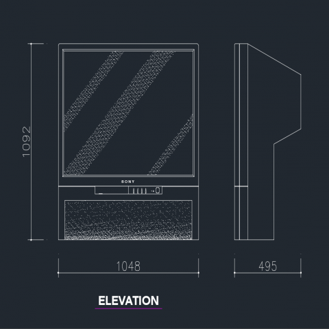 Old fashion television cad block design dwg file